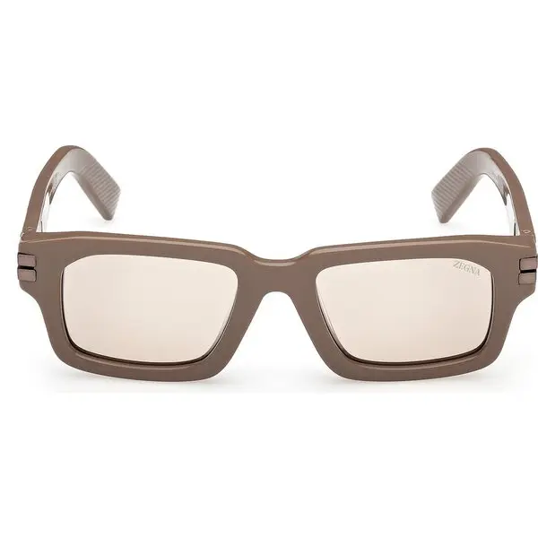 Zegna 51mm Rectangle Sunglasses - Shiny Light Brown