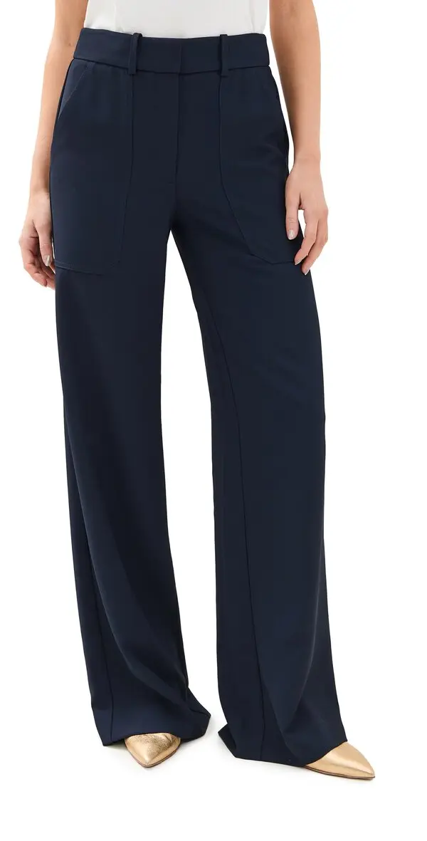 Veronica Beard Cole Wide Leg Pants - Navy