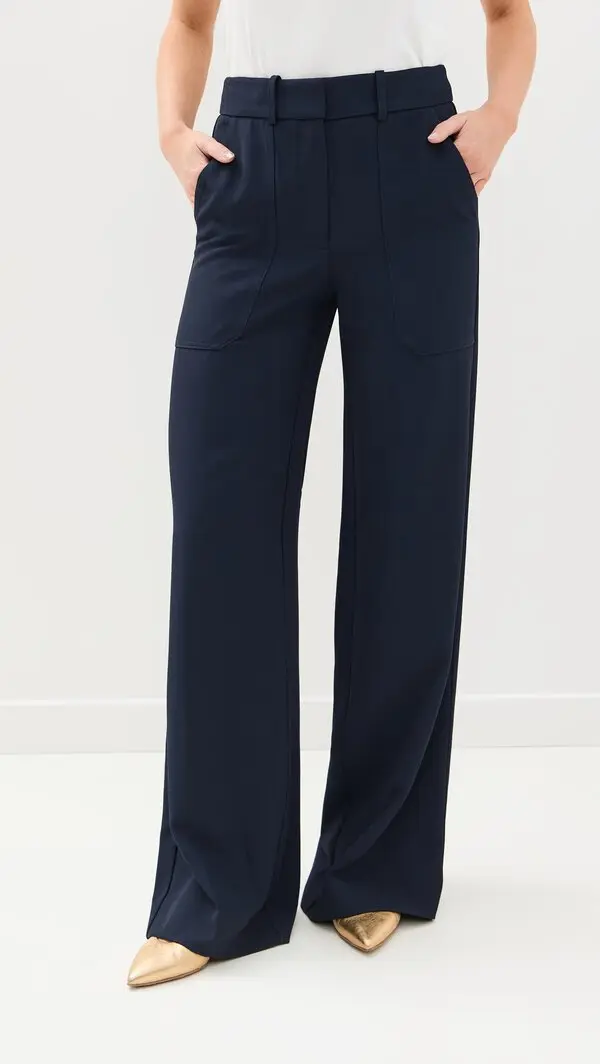 Veronica Beard Cole Wide Leg Pants - Navy
