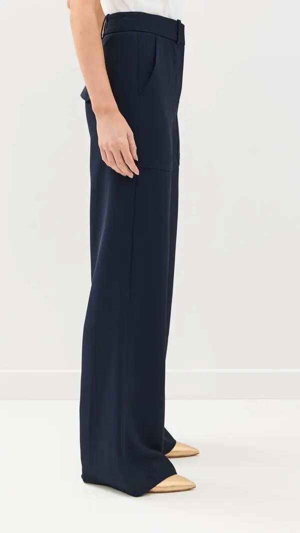 Veronica Beard Cole Wide Leg Pants - Navy