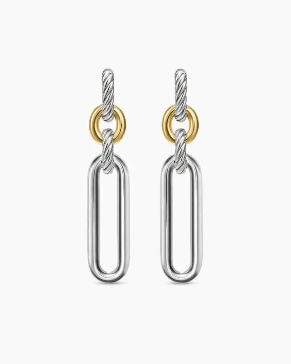 David Yurman Lexington Double Link Drop Earrings - Sterling Silver/18k Yellow Gold