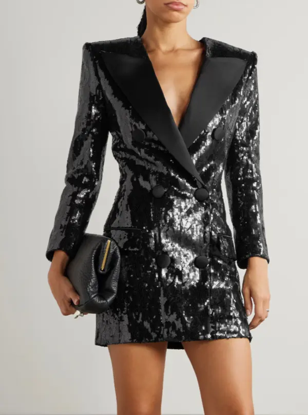 Balmain Double-breasted Sequined Crepe Mini Dress