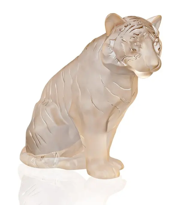 Lalique Sitting Tiger Ornament - Clear