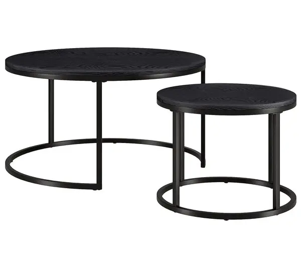 HUDSON&CANAL Watson Round Nested Coffee Table W Ith Mdf Top