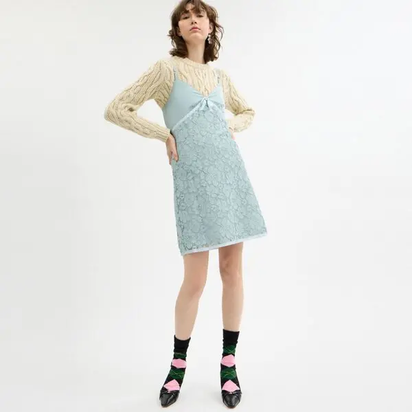 Coach Lace Slip Dress - Light Blue | Editorialist