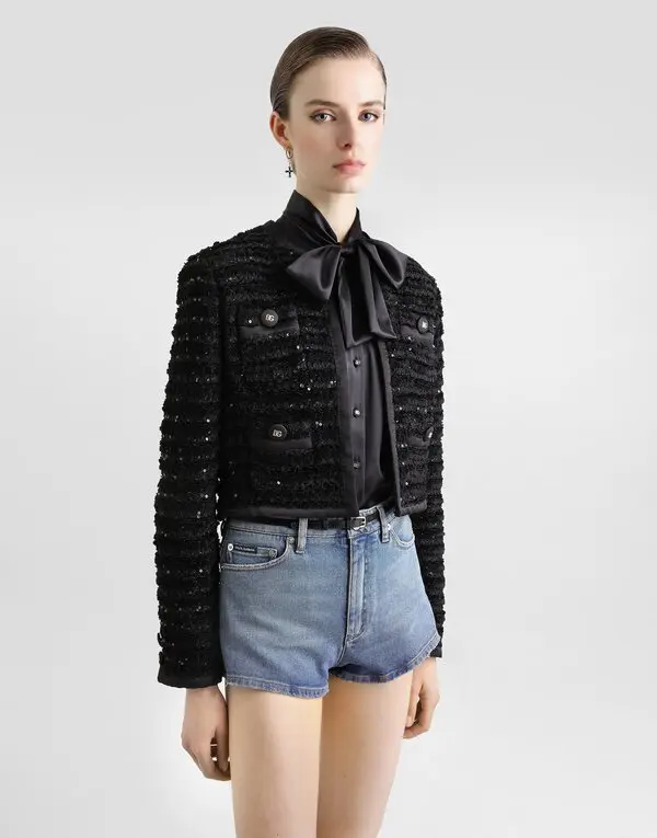 Dolce & Gabbana Tweed Jacket With Micro-sequin Embellishment