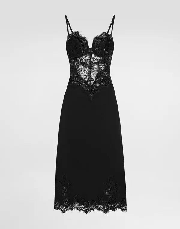 Dolce & Gabbana Lace And Charmeuse Slip Dress - Black
