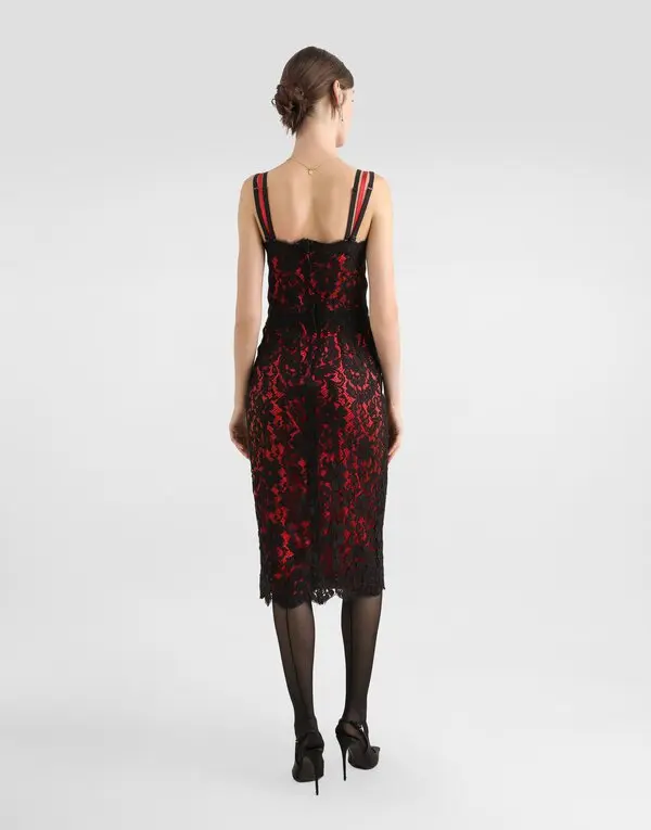 Dolce & Gabbana Floral Lace Slip Dress - Black | Editorialist