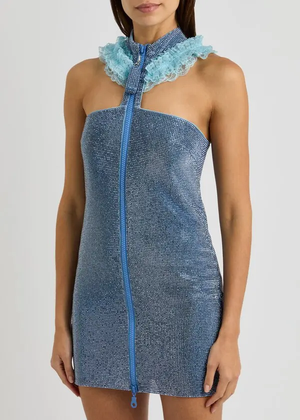 chainmail dress blue Royal blue crpe dress with chain mail on the sleeves