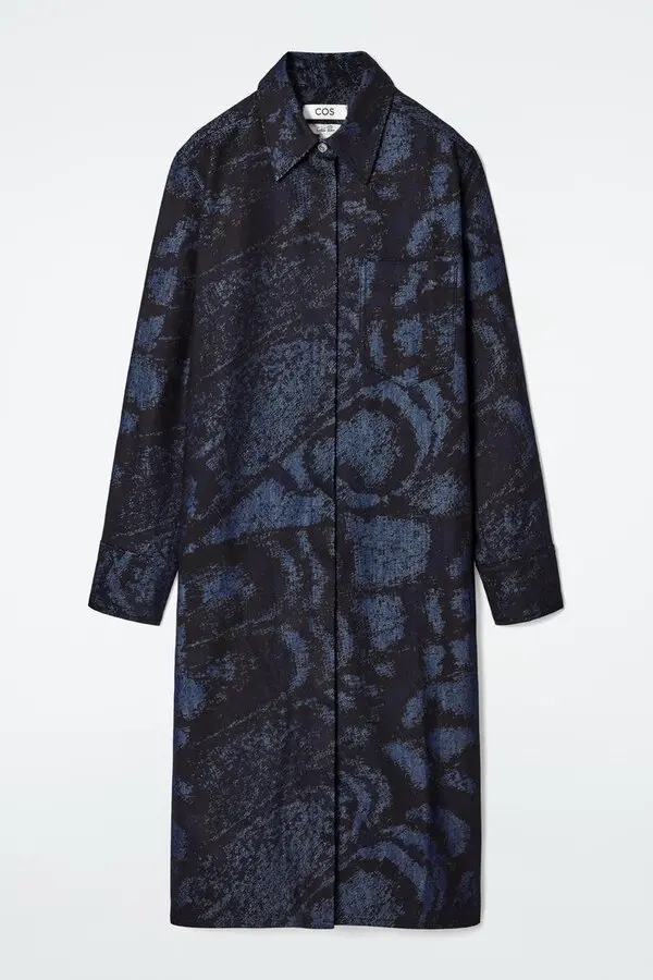 cos denim shirt dress COS Women's Denim Utility Midi Shirt Dress in Dark Blue | Cotton