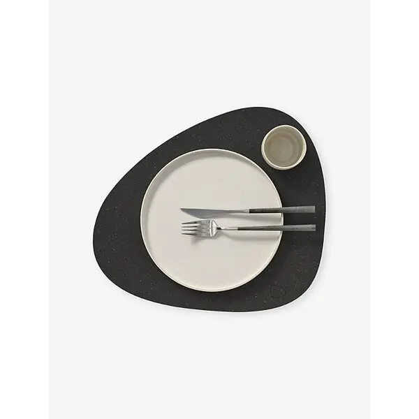 LIND DNA Nupo Flecked Leather Placemat 37cm X 44cm - Anthracite