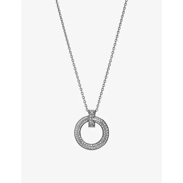 Tiffany & Co. T T1 Circle Diamond Pendant Necklace - White Gold