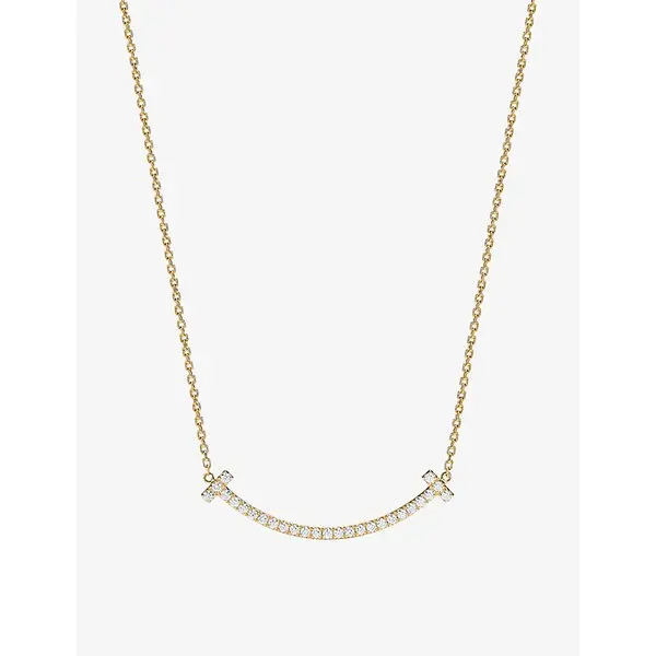 Tiffany & Co. T Smile Diamond Pendant Necklace - Yellow Gold