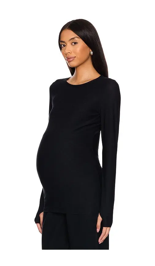 Beyond Yoga Maternity Crew Pullover Top - Black