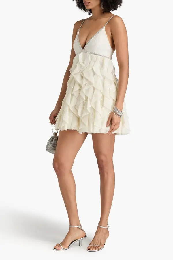 Buy Alice + Olivia Wilmarie Crystal-embellished Mini Dress - Ivory At 70%  Off | Editorialist