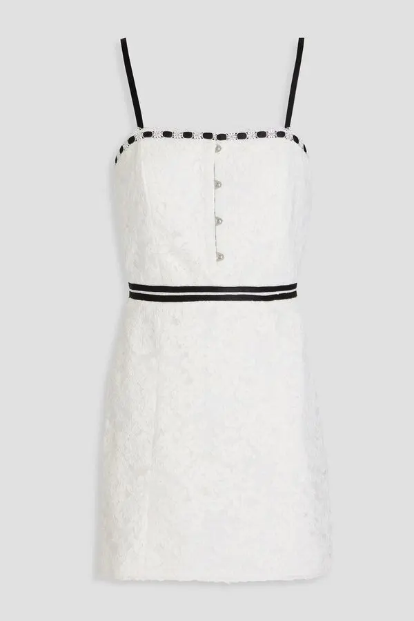 Alice + Olivia Matilda Satin-trimmed Corded Lace Mini Dress - White