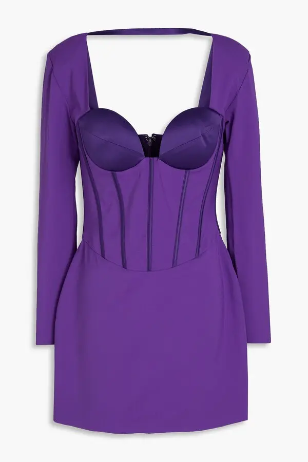 Retrofete Veronica Satin-trimmed Crepe Mini Dress - Purple