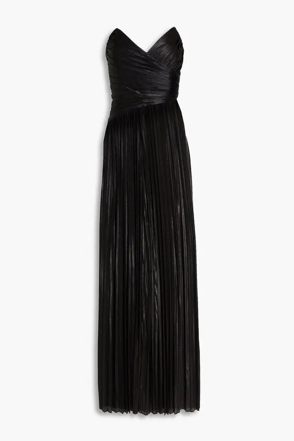 Retrofete Natalie Strapless Pleated Lamé Jumpsuit - Black