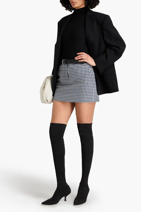 Tibi Gingham Twill Mini Skirt