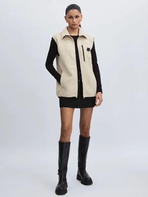 Rains Fleece Zip-through Gilet - Beige