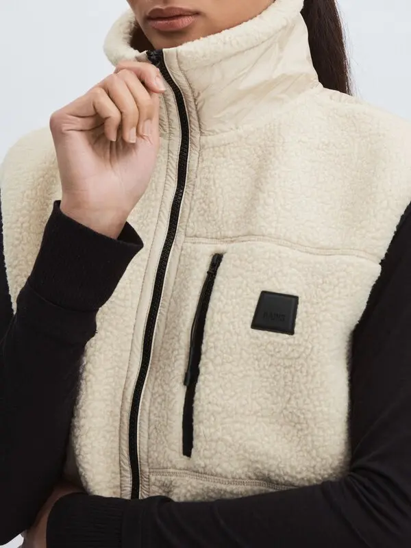 Rains Fleece Zip-through Gilet - Beige