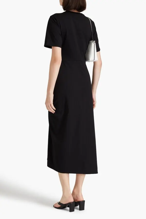 FRAME Ruched Cotton-jersey Midi Dress