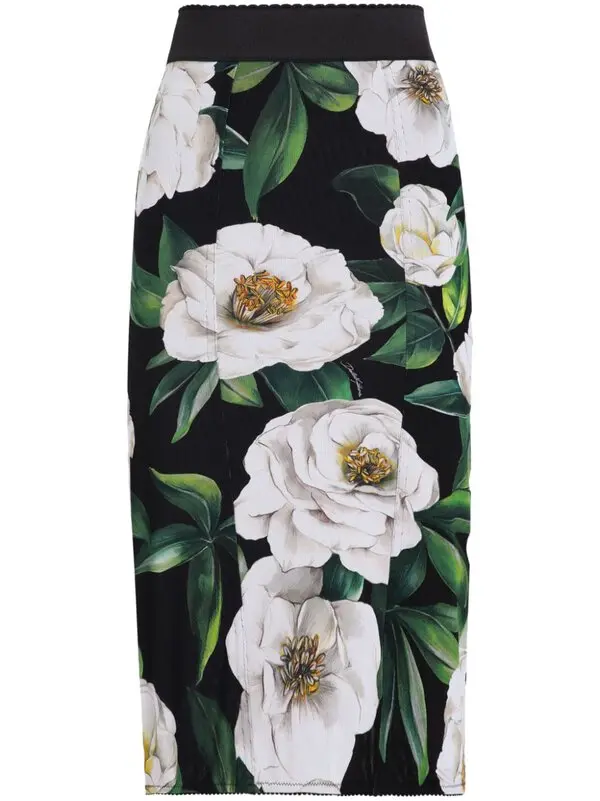 Dolce & Gabbana Floral-print Skirt - Black