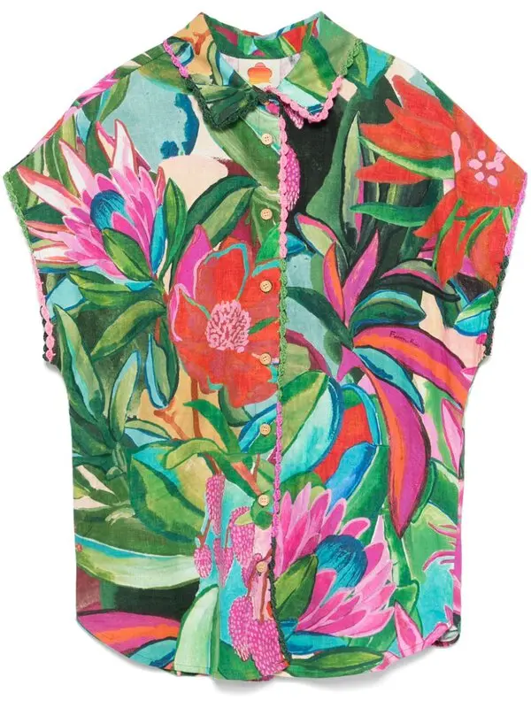 Farm Rio Floral-print Shirt - Green