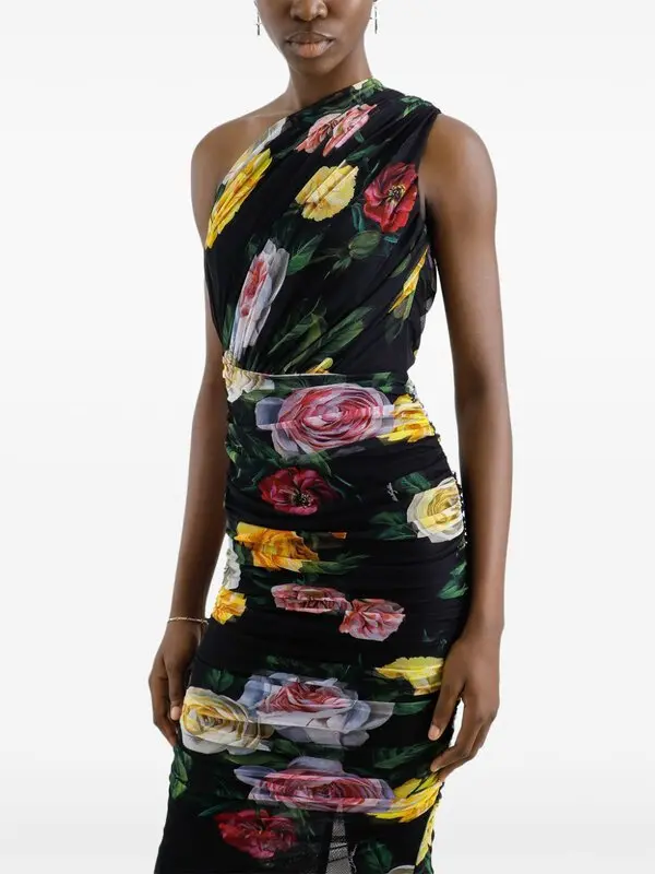 Dolce & Gabbana Floral-Print Midi Dress - Black | Editorialist