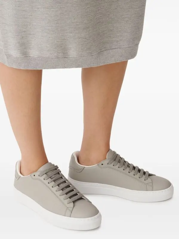 Fabiana Filippi Leather Lace-Up Sneakers In Grey - 40% Off
