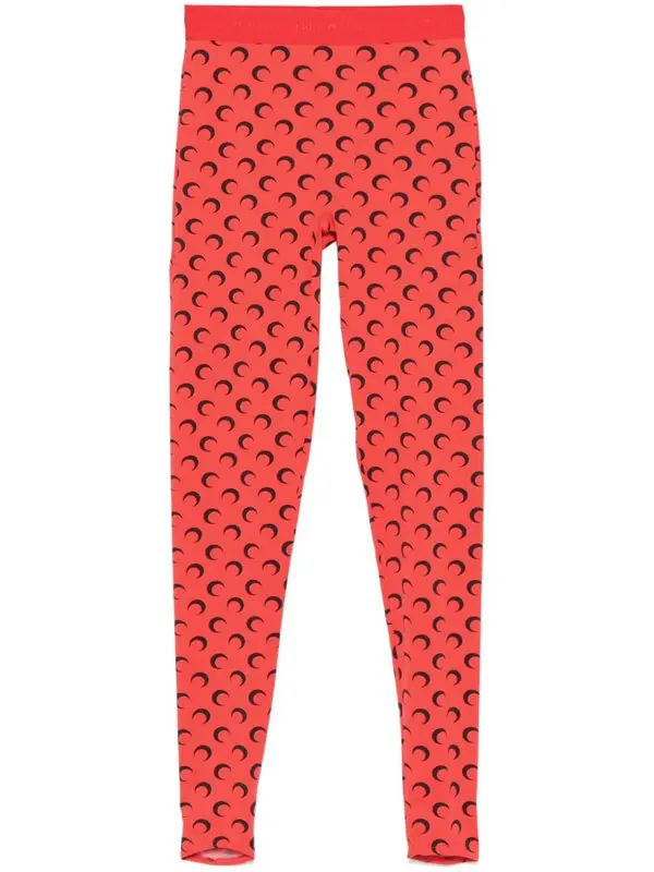 MARINE SERRE Moon-print Leggings - Red