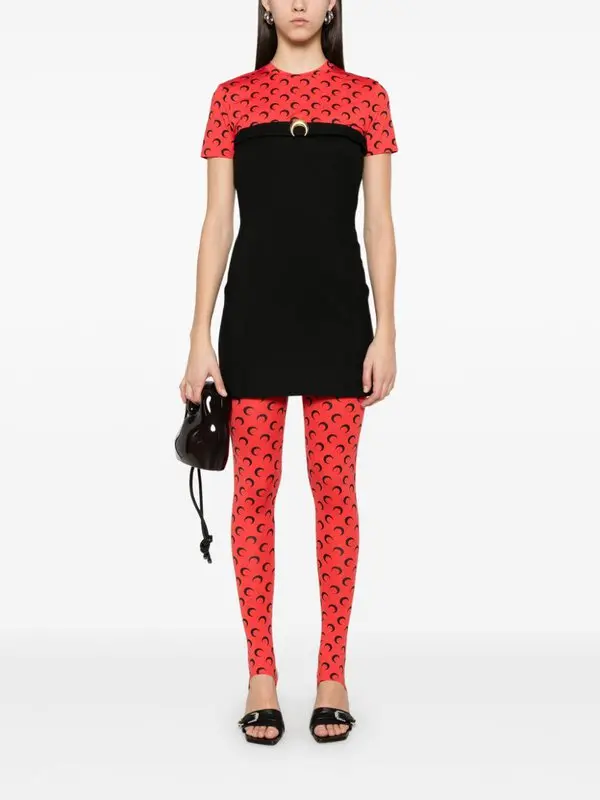 MARINE SERRE Moon-print Leggings - Red