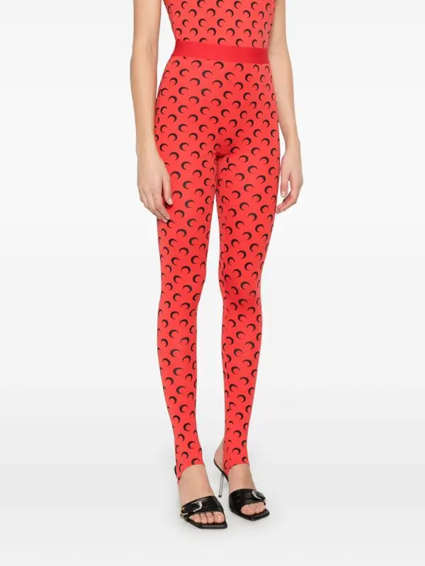 MARINE SERRE Moon-print Leggings - Red