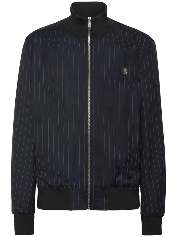 BILLIONAIRE Wool Pinstripe Bomber Jacket