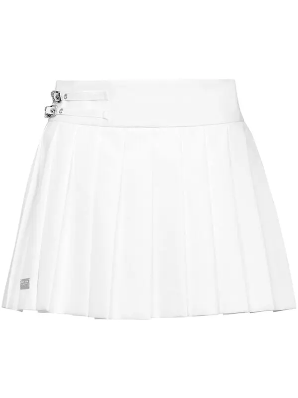 Philipp Plein Skull Pleated Mini Skirt - White