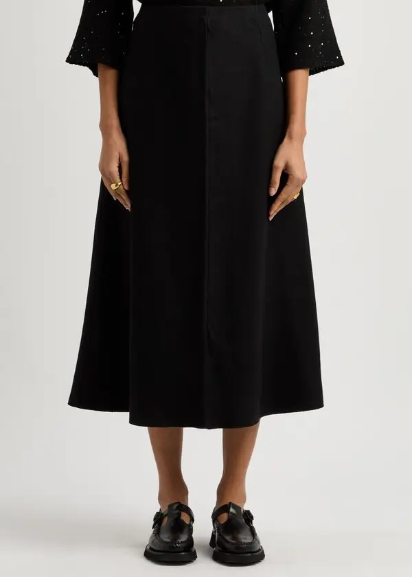 Eileen Fisher Wool-felt Midi A-line Skirt