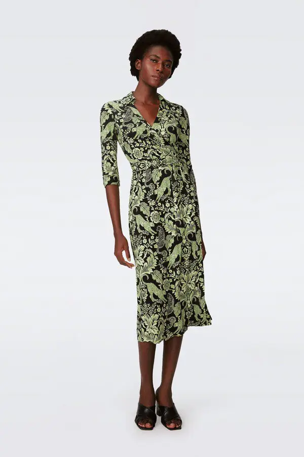 Diane Von Furstenberg Abigail Silk Jersey Midi Wrap Dress - Natural |  Editorialist