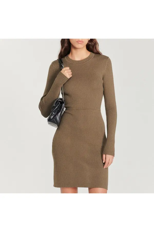 Sandro Ribbed Knit Dress In Green - 65% Off | Editorialist