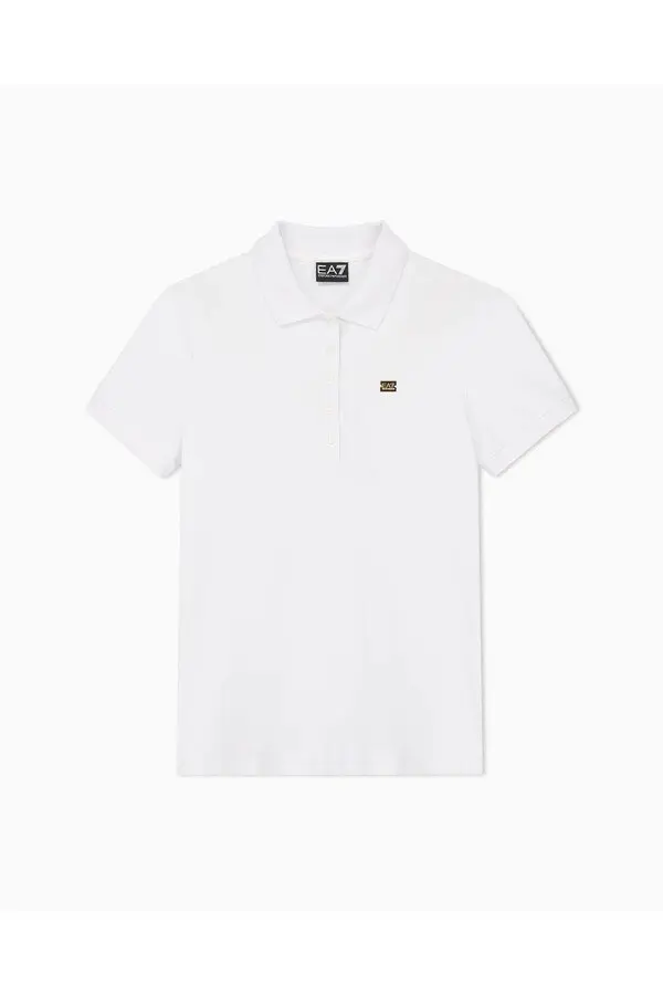EA7 Core Lady Stretch-cotton Jersey Polo Shirt