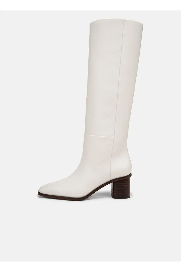 Vince Gerrie Leather Knee Boots - Natural