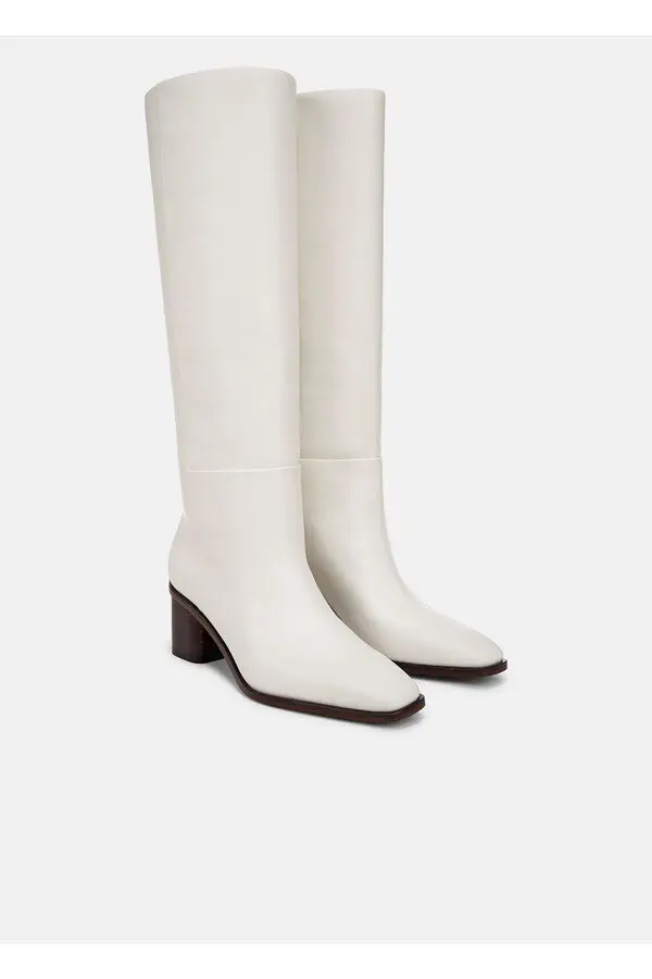 Vince Gerrie Leather Knee Boots - Natural