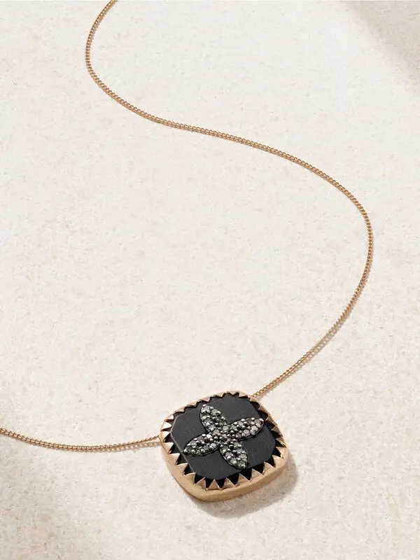 Pascale Monvoisin Bowie Rose Gold, Bakelite And Diamond Necklace - Black