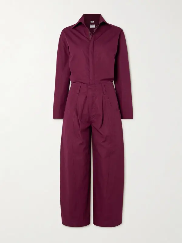 RIVET UTILITY New Yorker Cropped Cotton-ripstop Jumpsuit - Burgundy