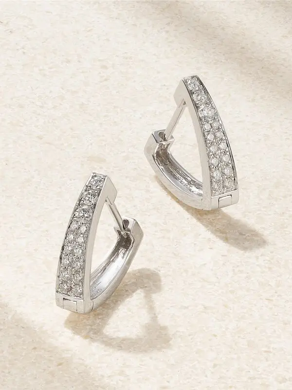 ANITA KO Huggies 18-karat White Gold Diamond Hoop Earrings - Silver