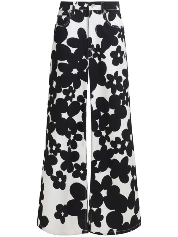 Marni Floral-print Flared Trousers