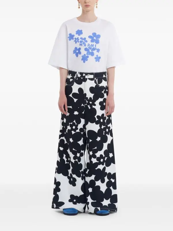 Marni Floral-print Flared Trousers