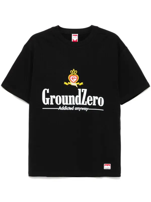 GROUND ZERO Logo Print T-shirt - Black