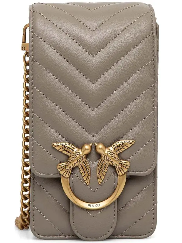 Pinko Chevron-quilting Leather Phone Case - Neutrals