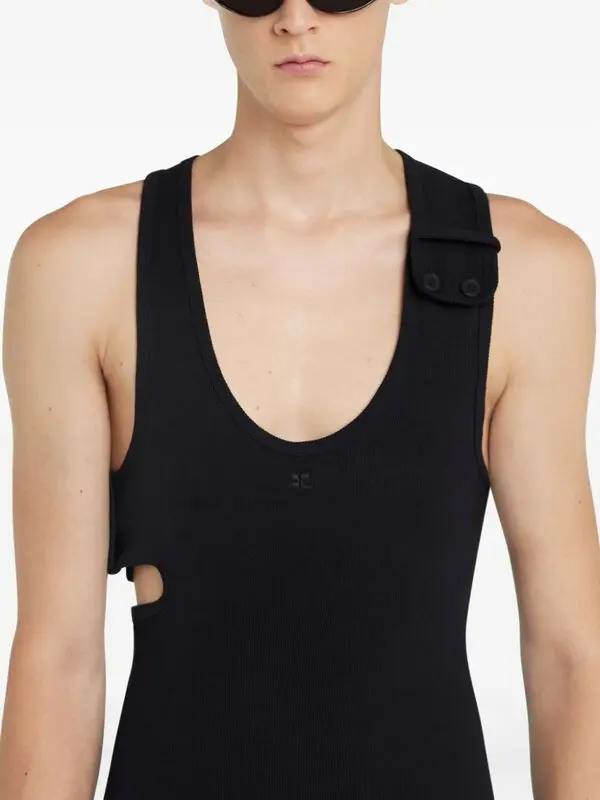 COURREGES Racerback Tank Top With Cut-out Detailing - Black