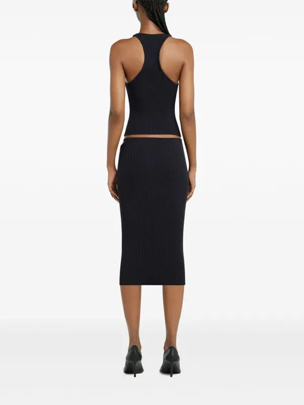 COURREGES Ribbed-knit Midi Skirt - Black